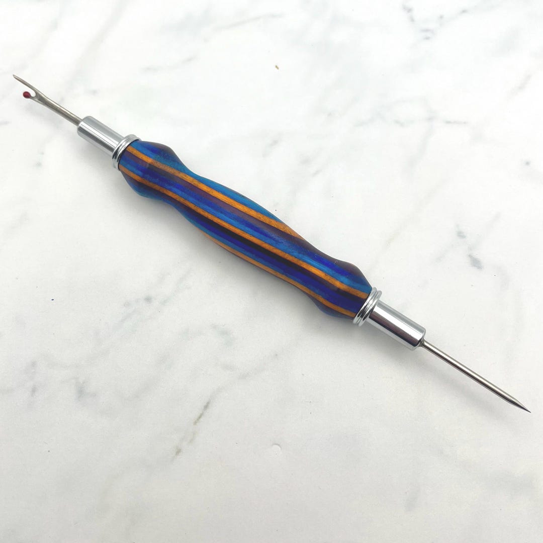 Dyed Striped Blue, Purple & Yellow Wooden Double End Seam Ripper ...