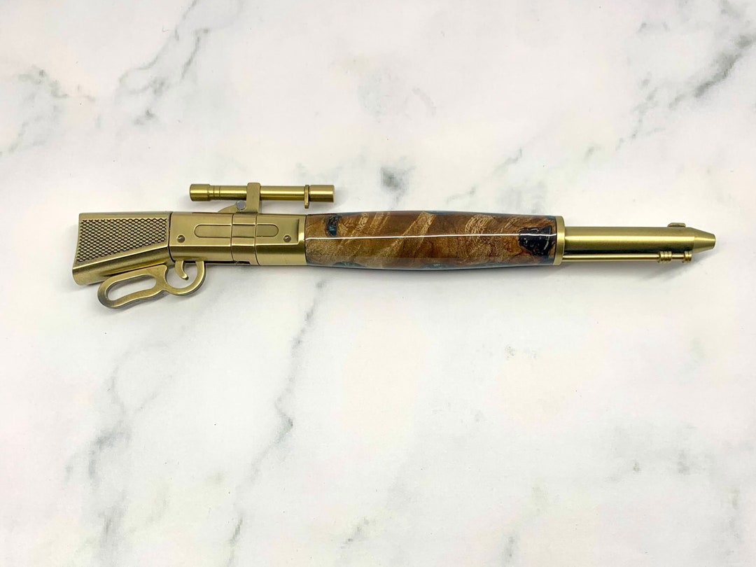 Lever Action Rifle Pen | Hybrid With Blue Acrylic | Parker-style ...