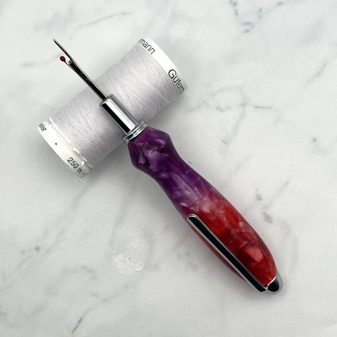 Red & Purple Pebble Single Blade Seam Ripper, Needle Threader, Stiletto ...