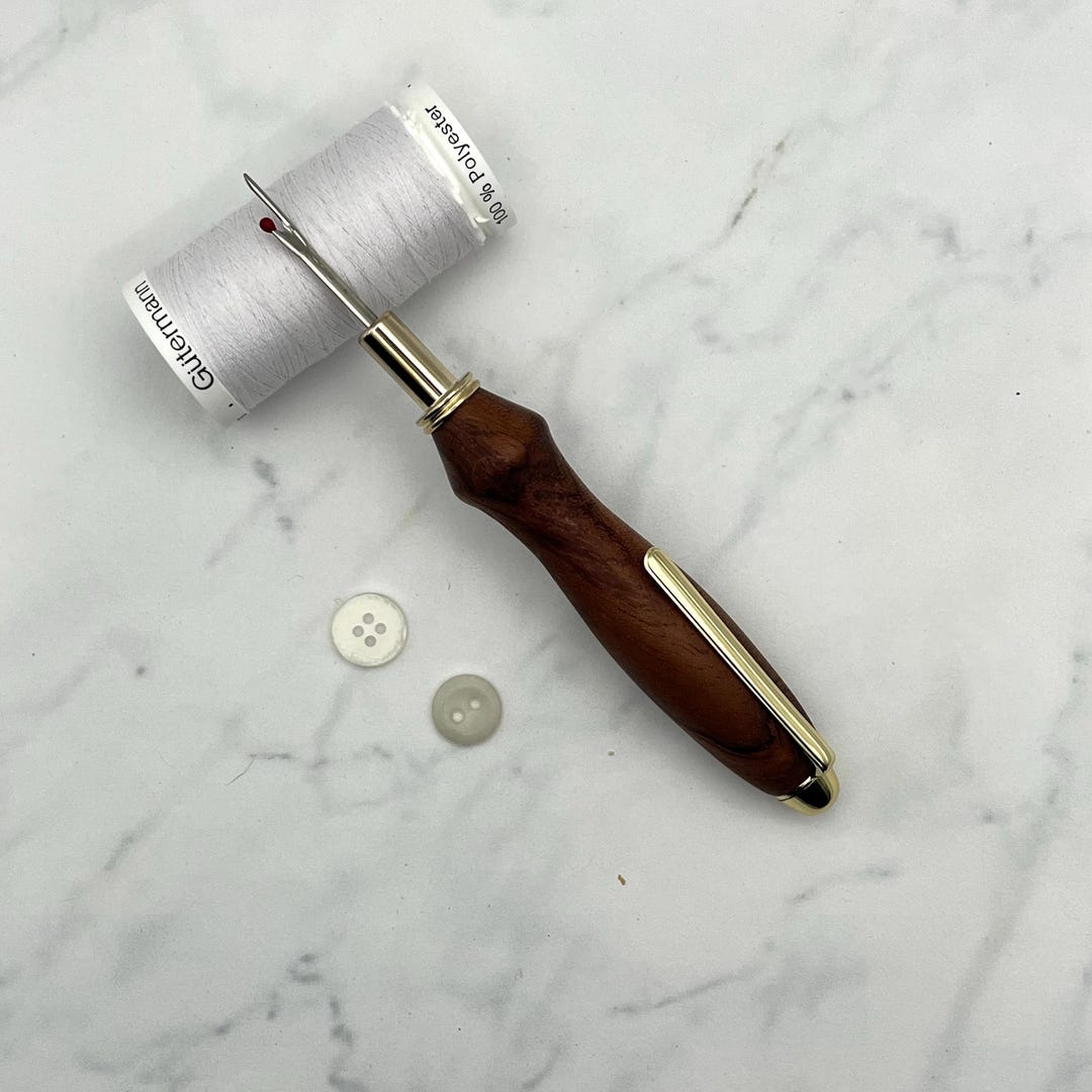 Dark Wood Single Blade Seam Ripper, Needle Threader, Stiletto/awl ...