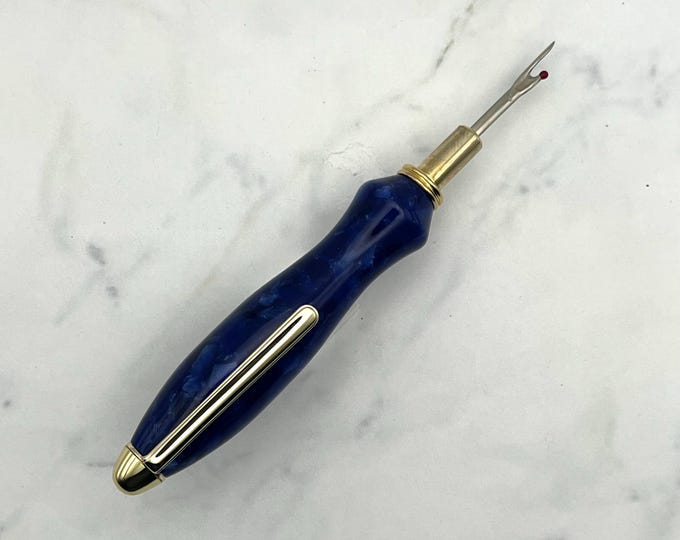 Dark Blue Pebble Acrylic Single Blade Seam Ripper, Needle Threader ...