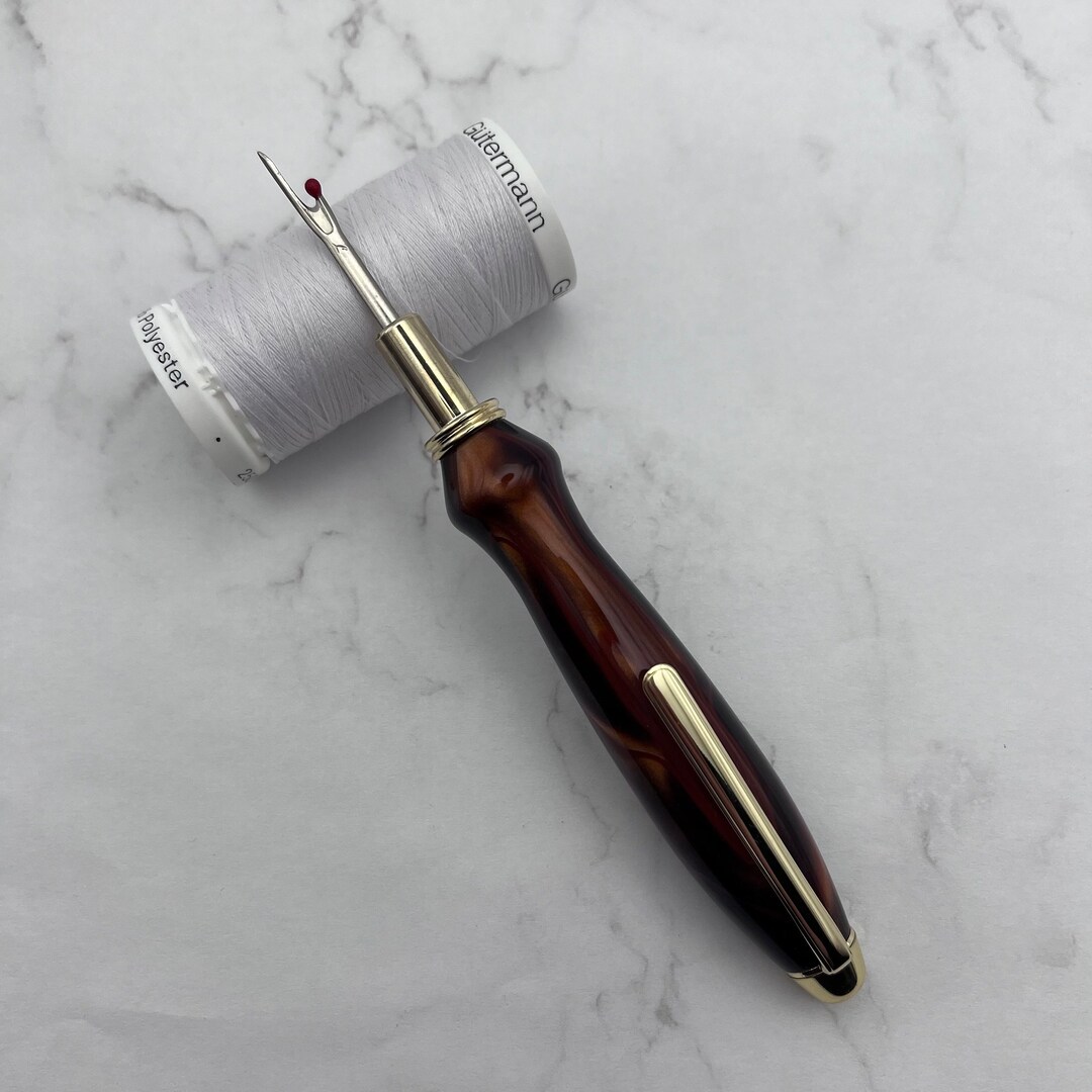 Dark Cognac Single Blade Seam Ripper, Needle Threader, Stiletto/awl ...