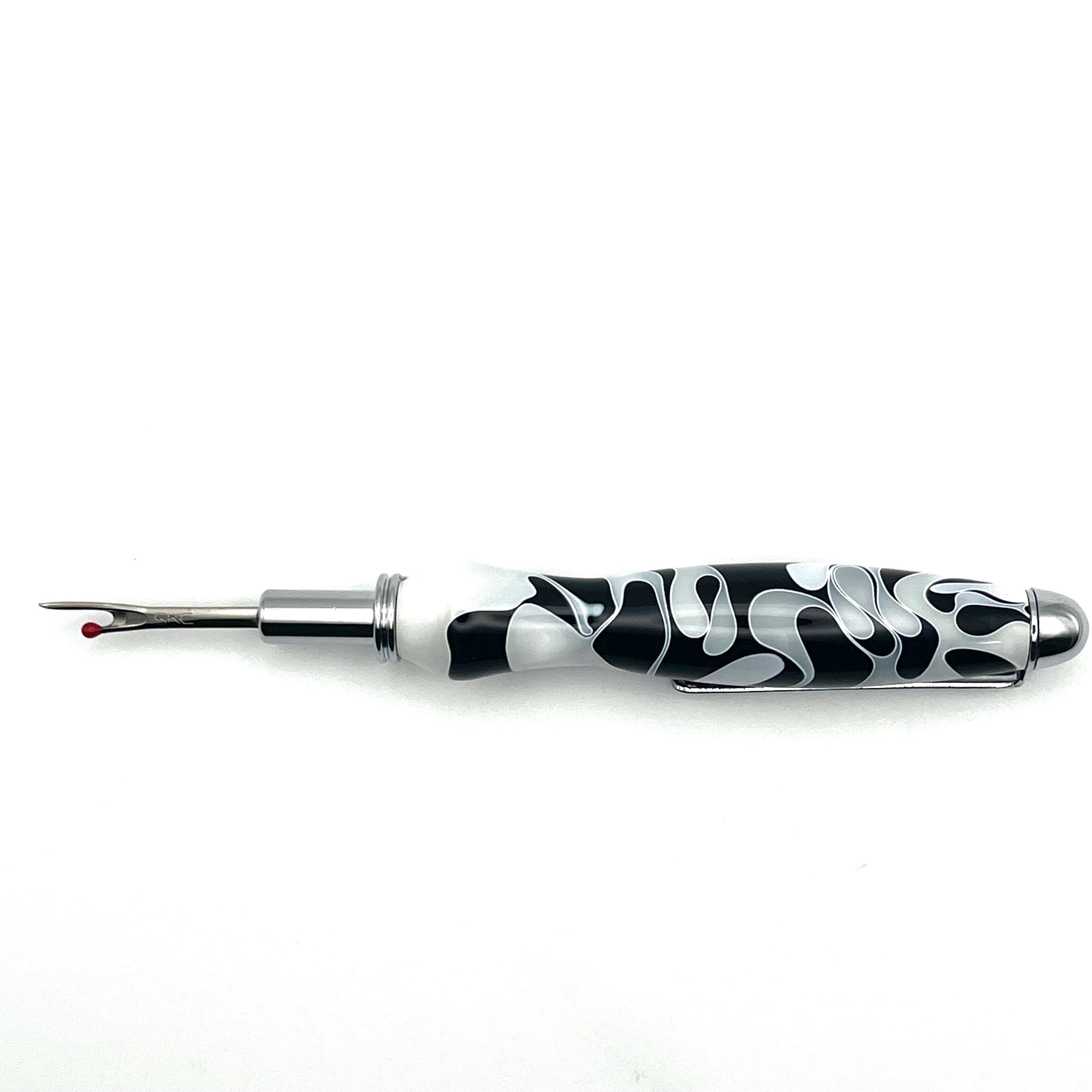 Black & Pearl White Single Blade Seam Ripper, Needle Threader, Stiletto ...