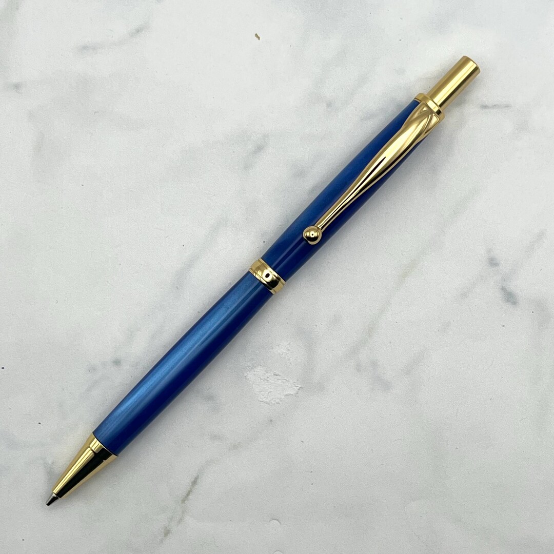 Blue Shimmer Acrylic Click Pencil With Gold Hardware | Mechanical ...