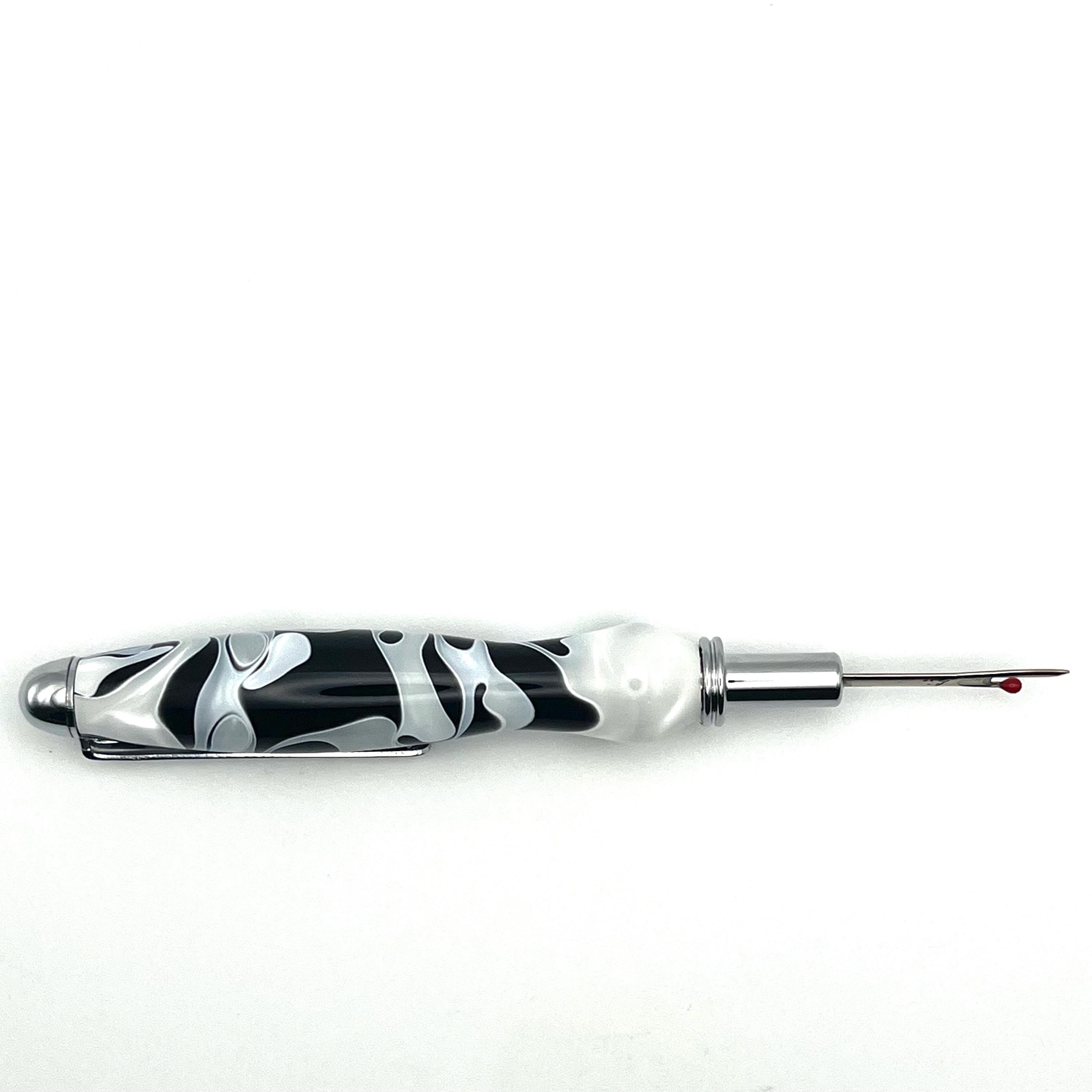 Black & Pearl White Single Blade Seam Ripper, Needle Threader, Stiletto ...