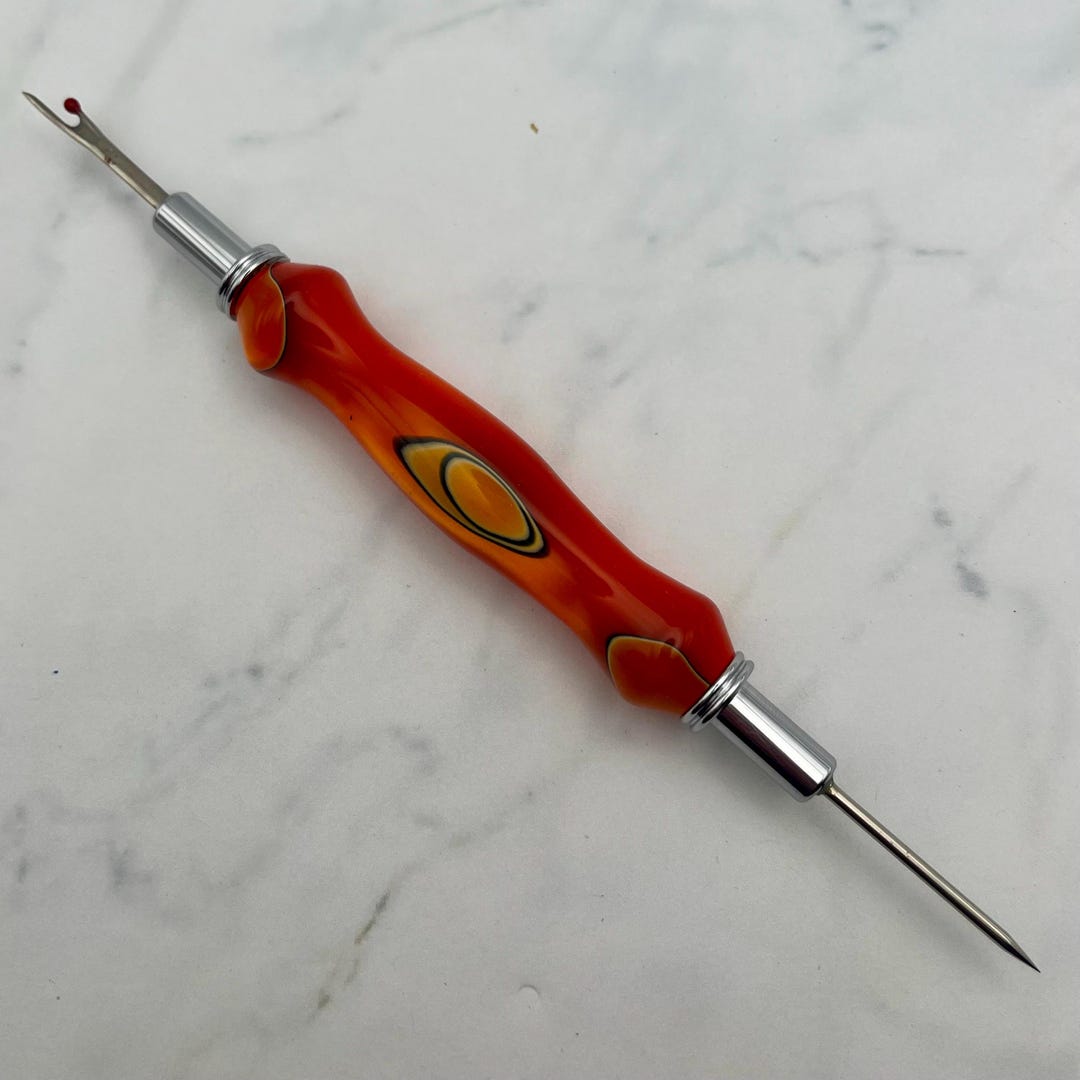 Orange and Black Handmade Double Blade Seam Rippers, Needle Threaders ...