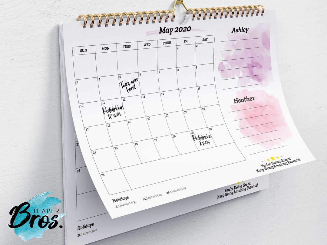 Customizable Twin Baby Calendar 2020 - Boy/boy, Girl/girl, Boy/girl - Etsy