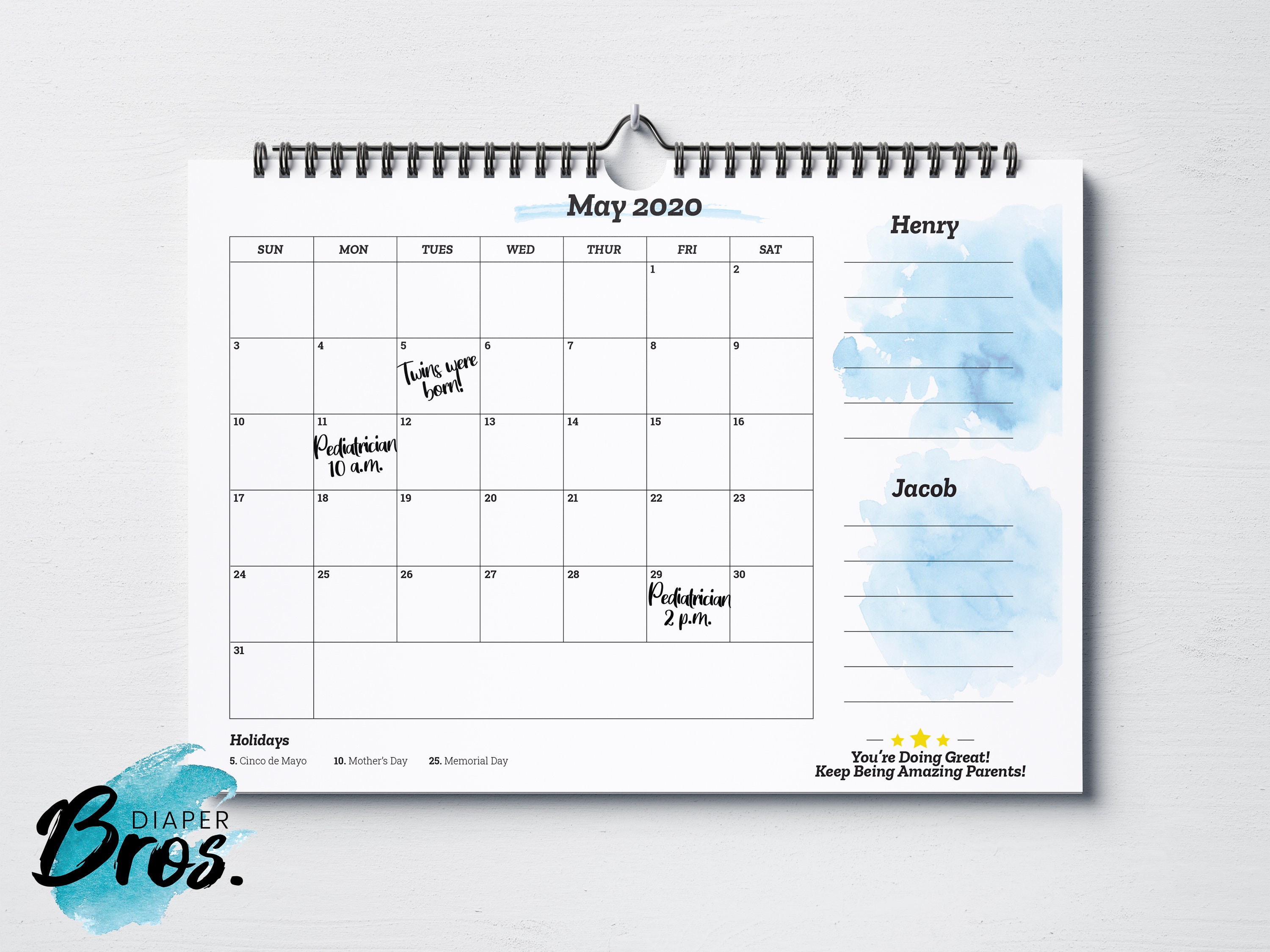 Customizable Twin Baby Calendar 2020 - Boy/boy, Girl/girl, Boy/girl - Etsy