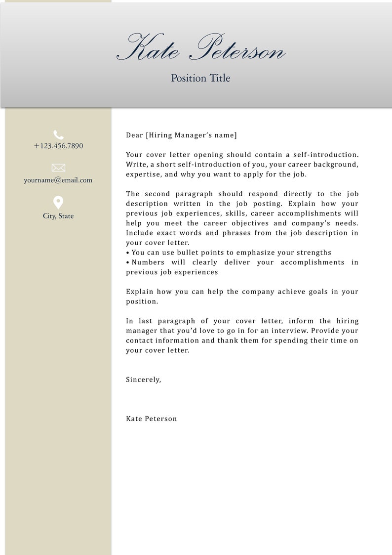 Professional CV Template Resume Template for A4 & Letter Sized - Etsy