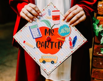 Floral Teacher Graduation Cap Topper - Custom Quote - Hand Lettered ...