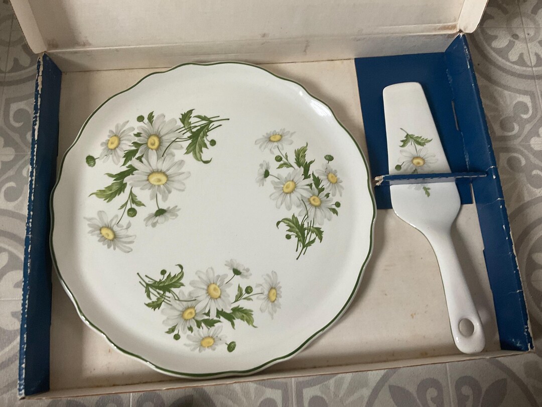 Vintage James Kent Old Foley Pottery Cake Tart Plate and Server Daisy ...