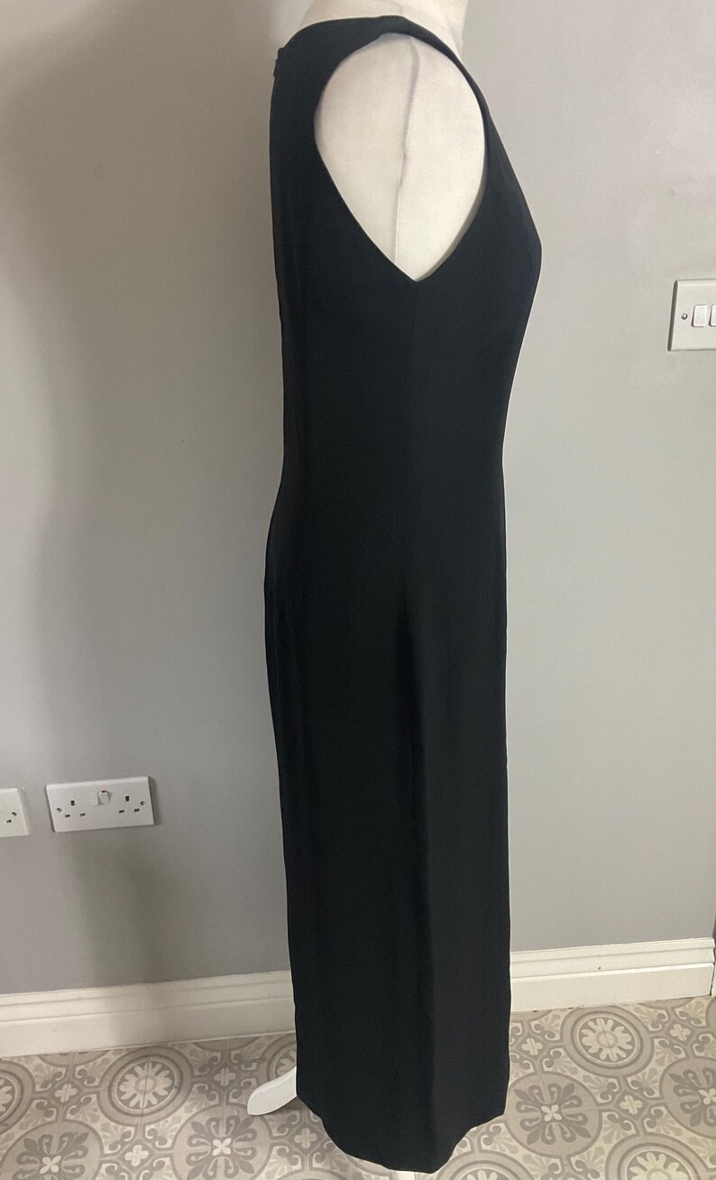 VTG Marilyn Anselm for Hobbs Black Sleeveless Long Dress Front Slit UK ...
