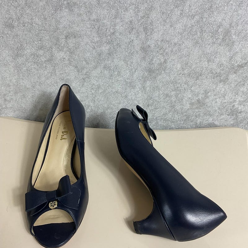 Navy Peep Toe Shoes - Etsy UK