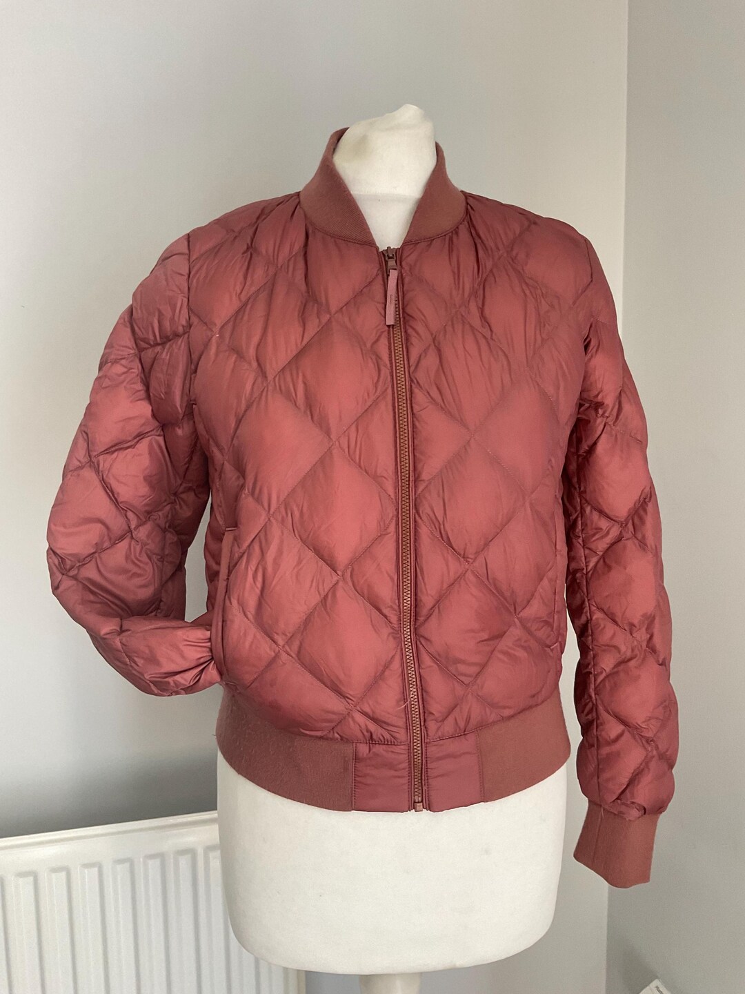 Uniqlo Dirty Pink Dawn Feather Filled Puffer Jacket S UK 8 10 Pockets ...
