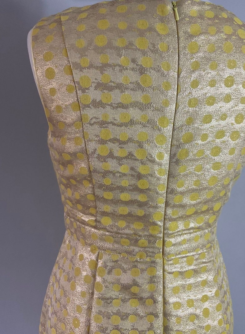 Monsoon Fusion Gold Yellow Spotty Dotty Jacquard Knee Dress UK 10 Retro ...