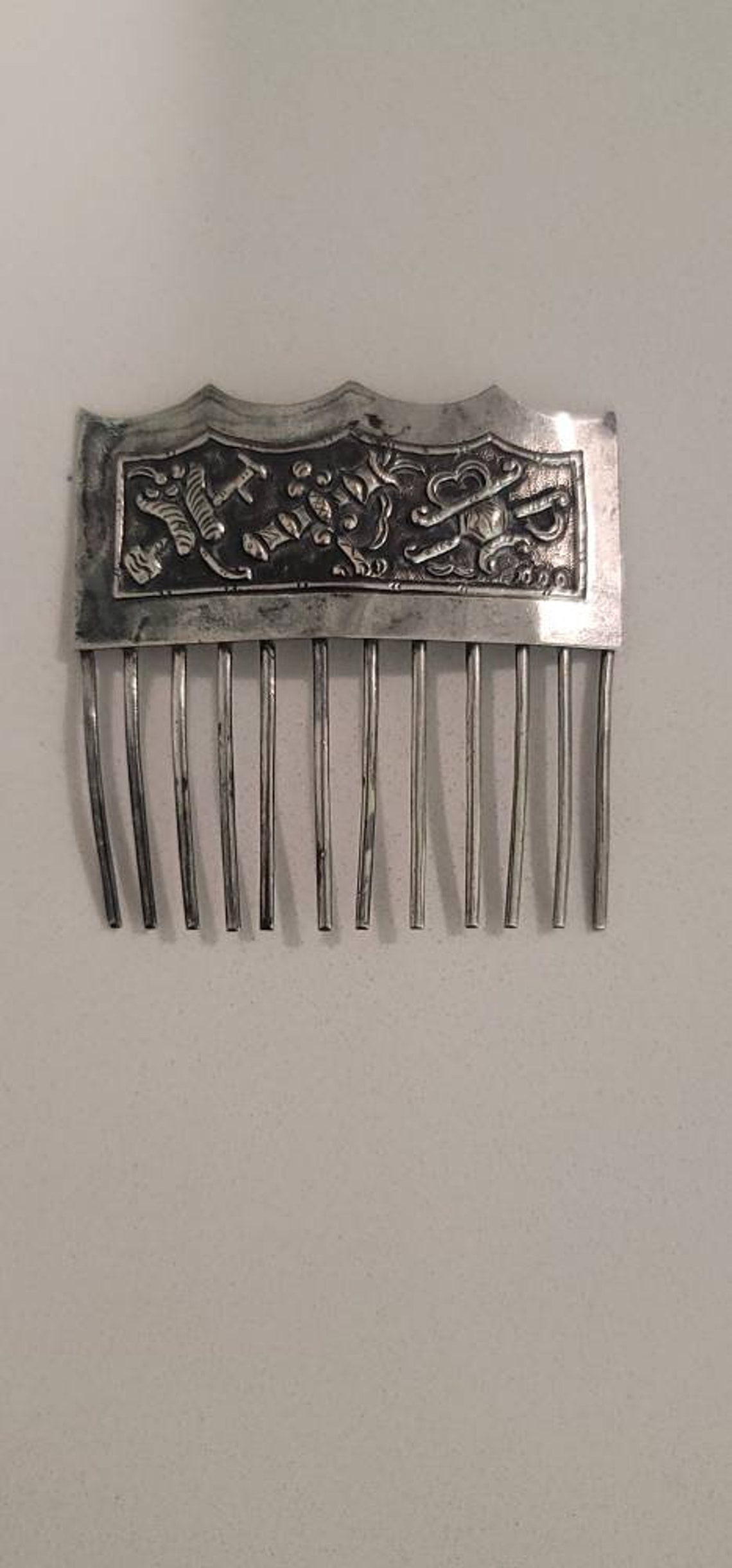 Vintage Sterling Silver Hair Comb - Etsy