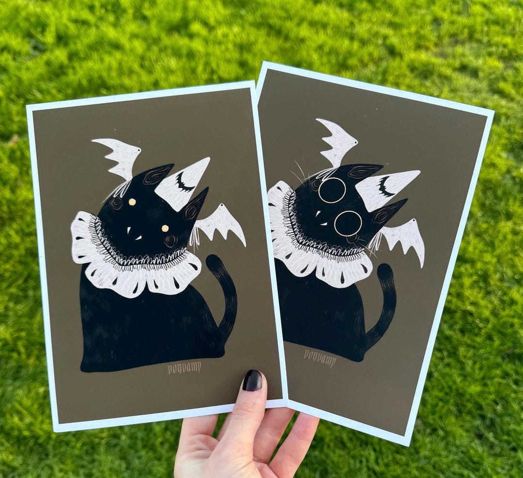 Vamp Cat Art Print - Etsy