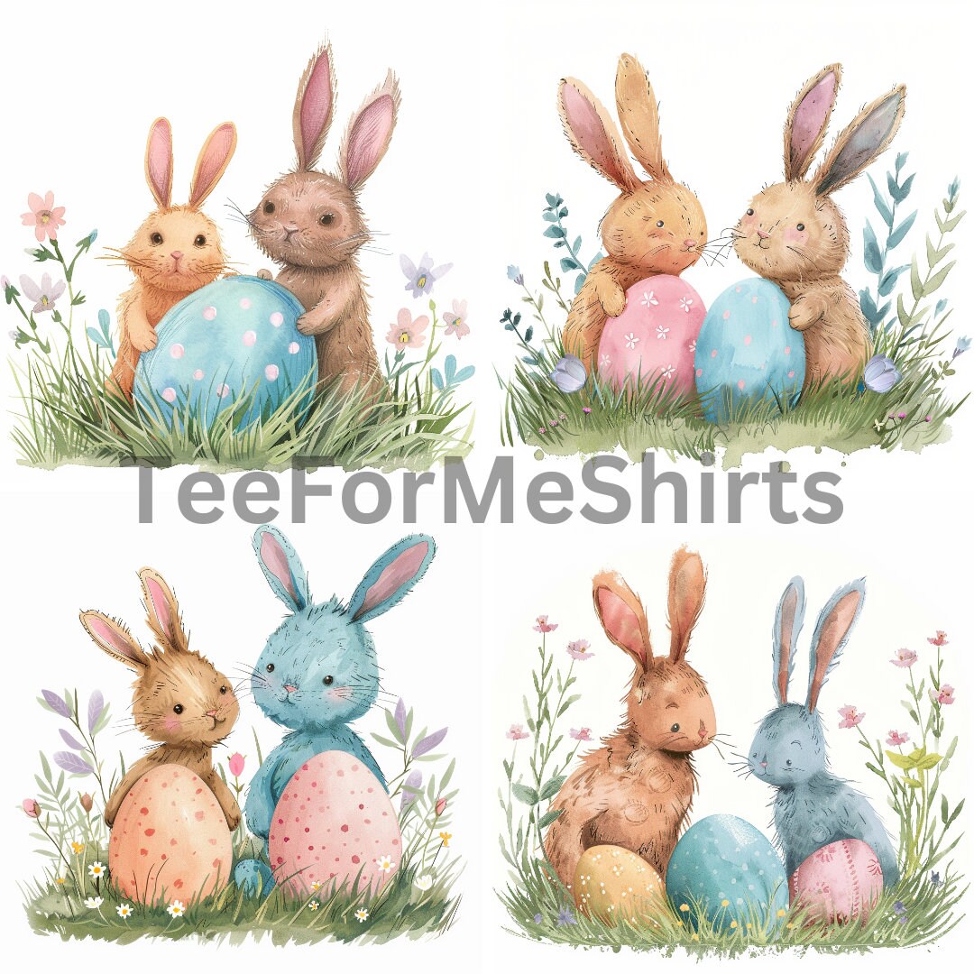 4 Easter Bunny Bundle Bunny Clipart Easter Bunnies PNG Easter Clipart ...