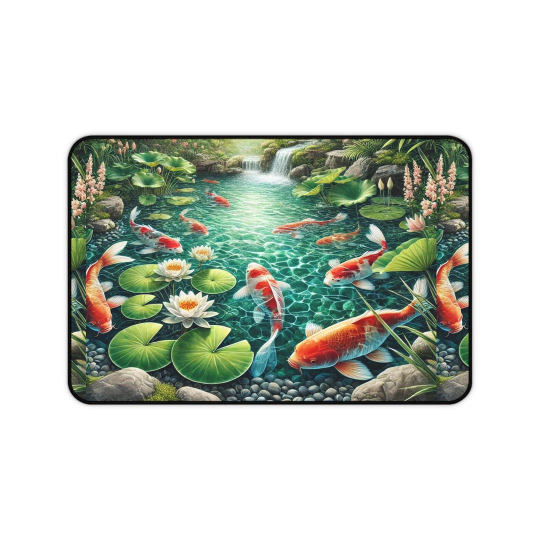 Koi Pond Desk Mat, Koi Fish Playmat, Giant Mousepad, Big Mouse Pad ...