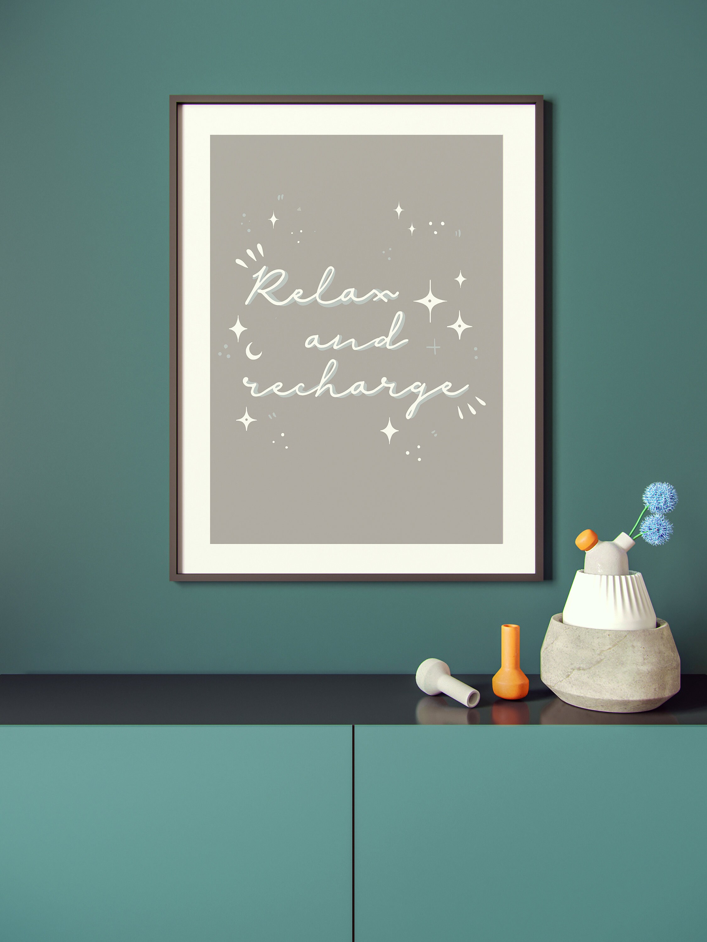 Relax and Recharge | Minimal | Poster | Digital Print - Etsy