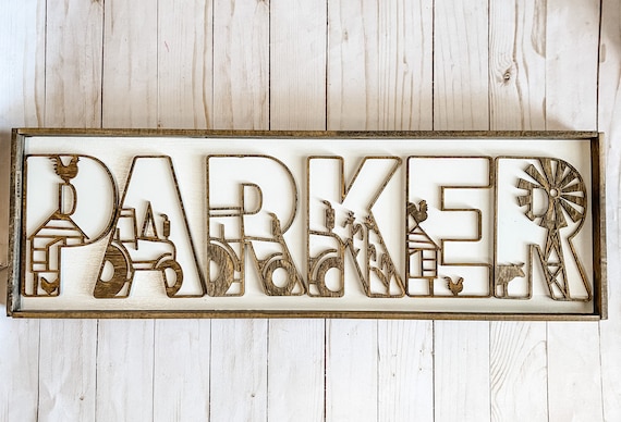 Custom Baby Name Wall Sign. Nursery Sign Decor. Farm Theme - Etsy