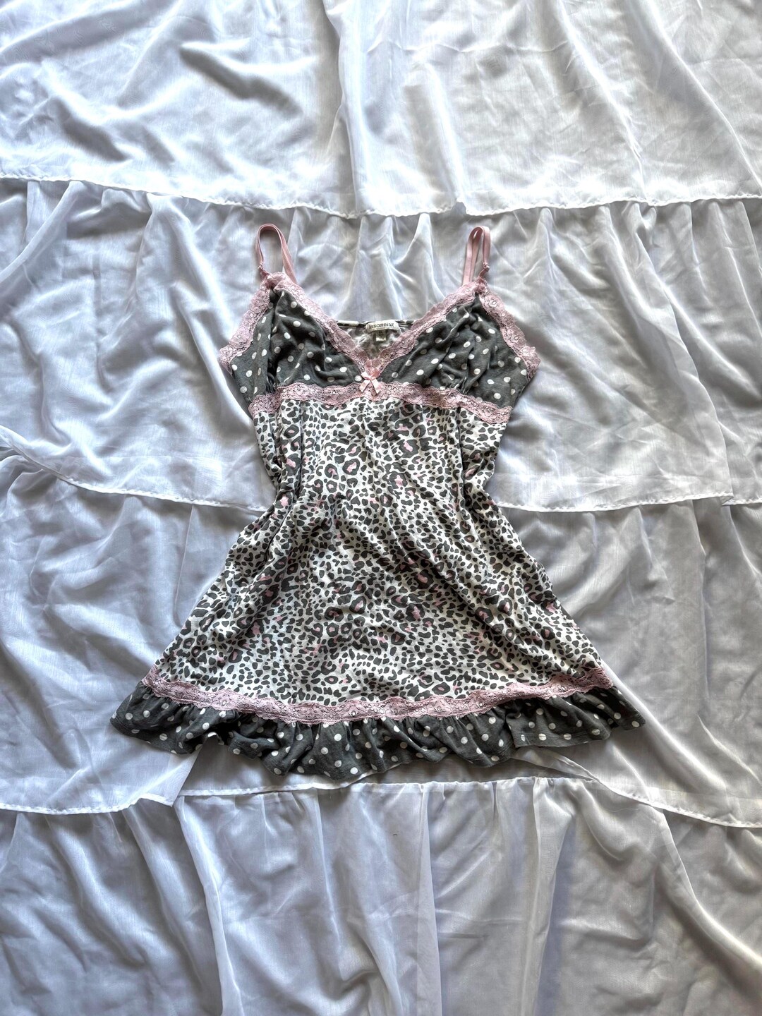 Insomniax Leopard Print Lace Trim Chemise - Etsy
