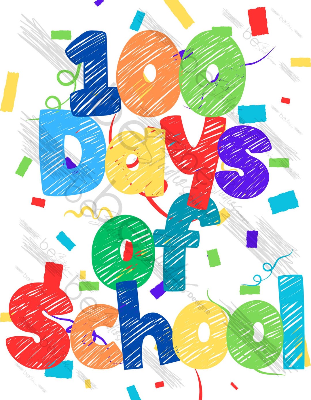100 Days of School Confetti Blue Digital Design, Trending, School PNG ...