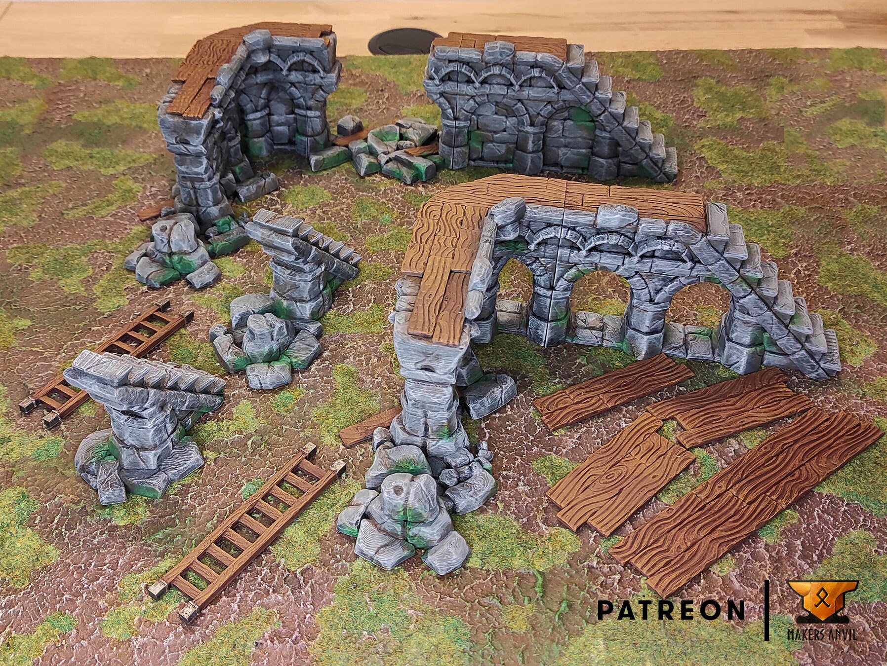 Town Wall Set 3d Printed Scenery for Wargames Wargaming 28mm 32mm 35mm ...