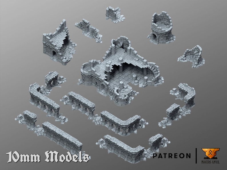 Small Ruined Town for 10MM SCALE - 3d Printed Scenery for Wargames ...