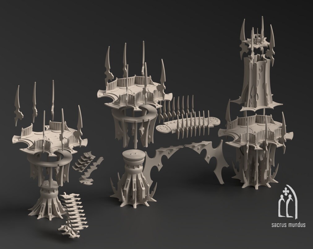 Bridge Platform Arlengrad Future Dark Space Elf Xenos Planet 3d Printed ...