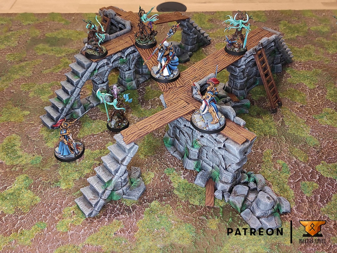 Town Wall Set - 3d Printed Scenery for Wargames Wargaming 28mm 32mm ...