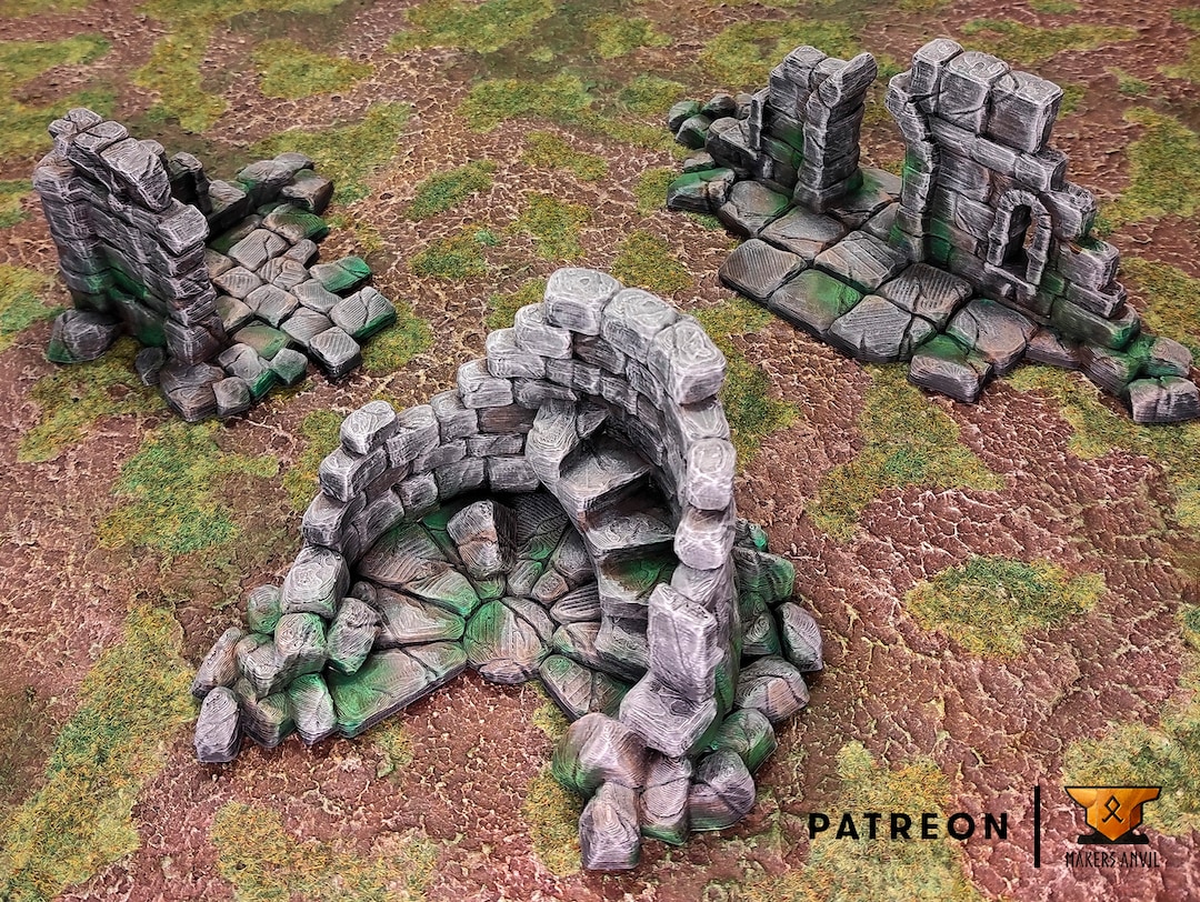 Town Wall Set - 3d Printed Scenery for Wargames Wargaming 28mm 32mm ...