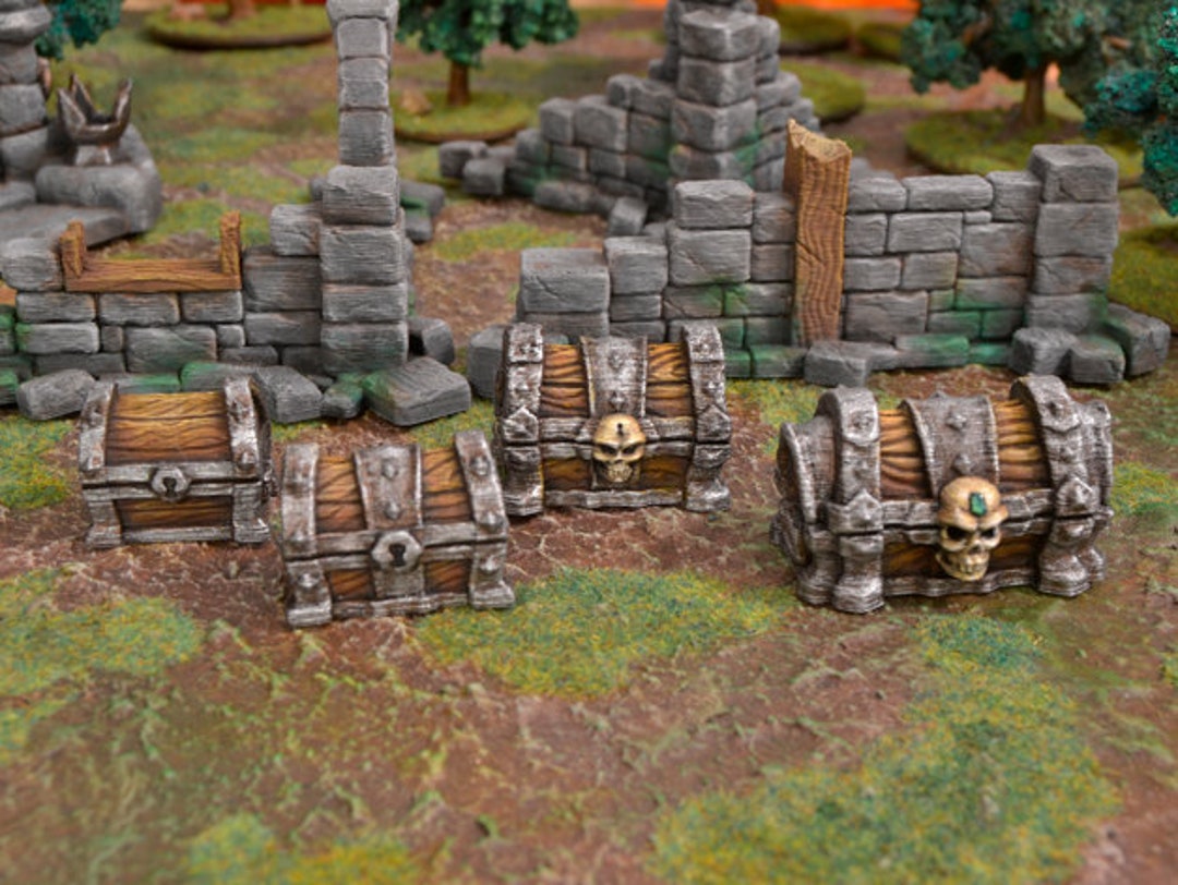 4x Chests - 3d Printed Scenery for Wargames Wargaming 28mm 32mm 35mm - Etsy