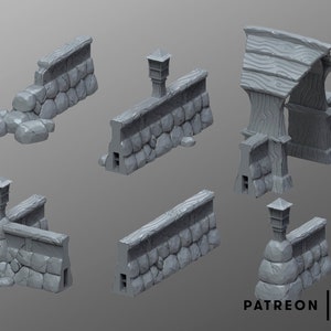 Wall Barricade Stone Set - Fisher Village - 3d Printed Scenery for ...
