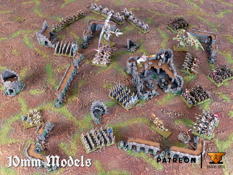 Small Ruined Town for 10MM SCALE - 3d Printed Scenery for Wargames ...