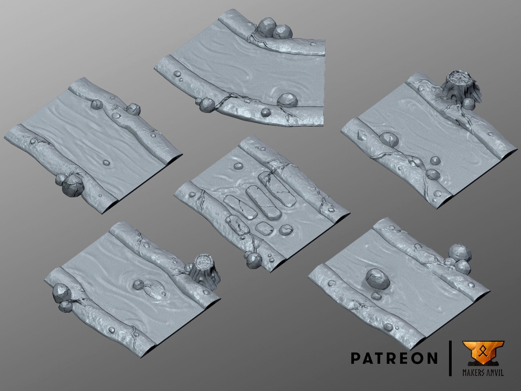 River Set 6 Pieces Modular - 3d Printed Scenery for Wargames Wargaming ...