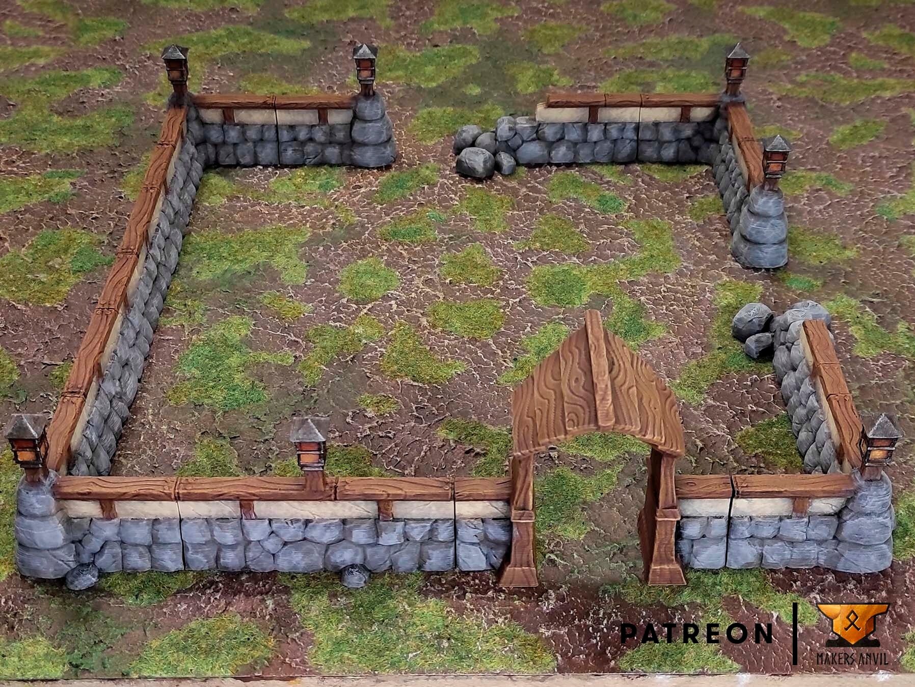 Wall Barricade Stone Set Fisher Village 3d Printed Scenery for Wargames ...