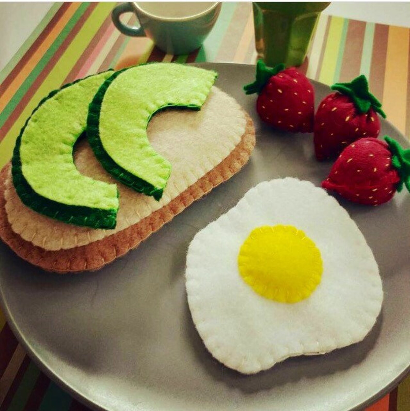 Hipster brunch. Felt avocado toast with a sunny side up egg | Etsy