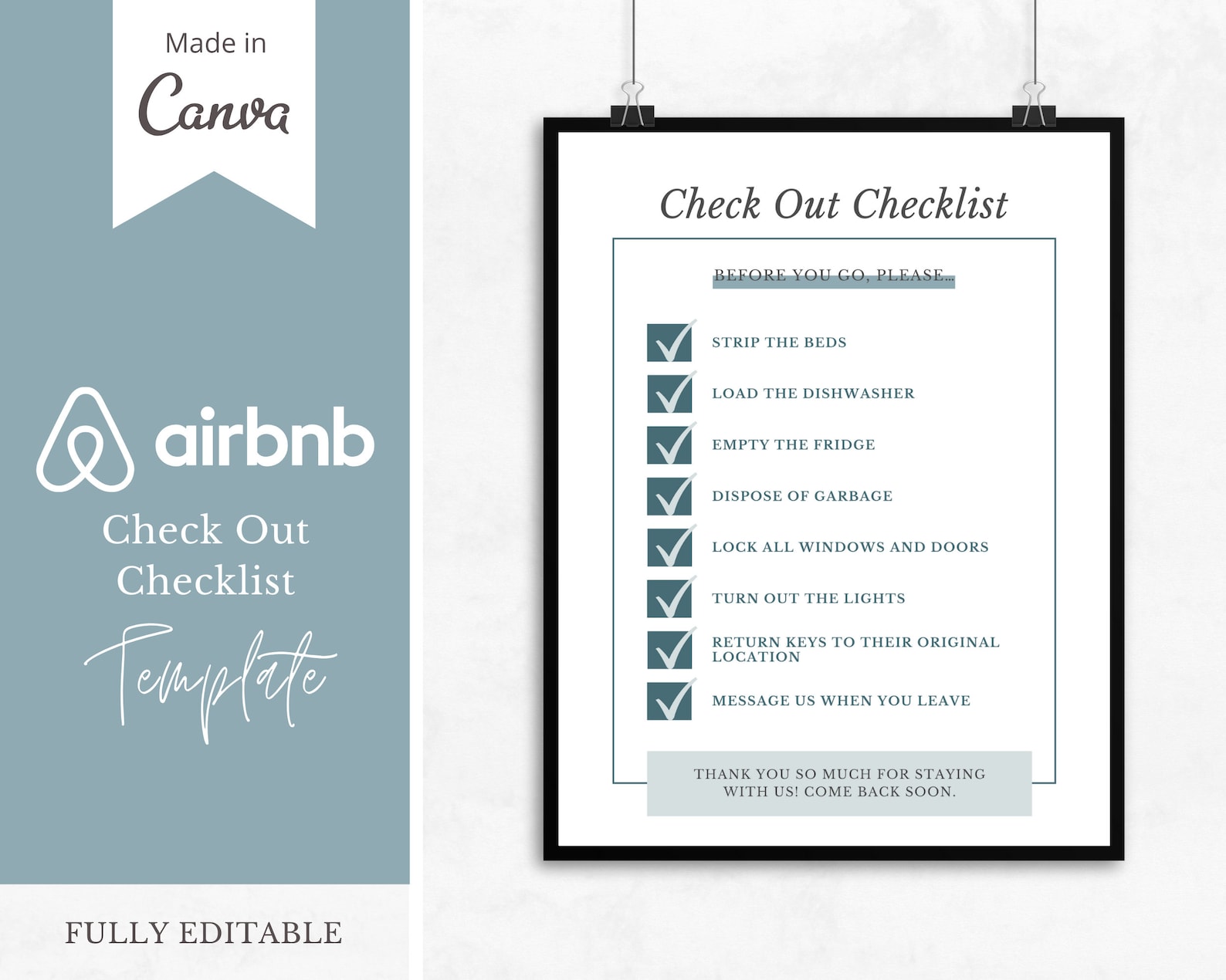 Airbnb Guest Check Out Checklist Sign Template Made in Canva | Etsy