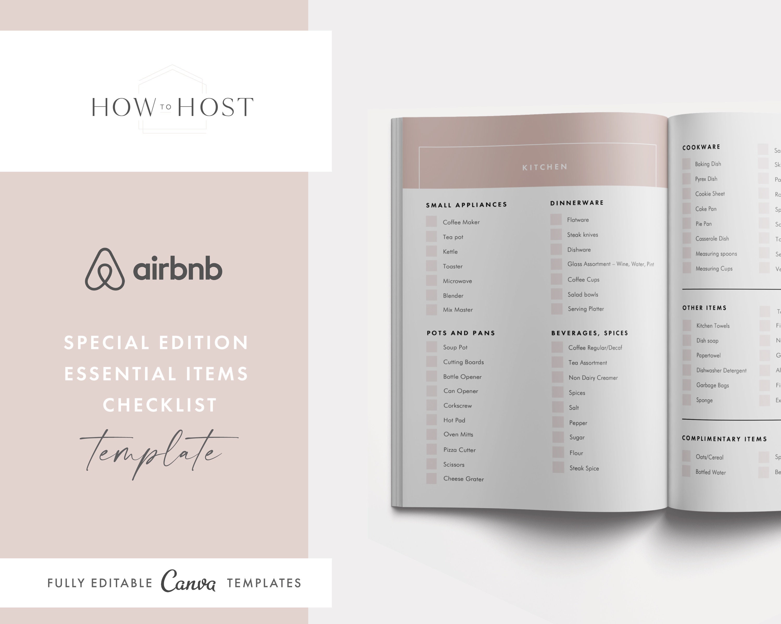 Airbnb Essential House Items Checklist Vorlage made in Canva | Airbnb ...