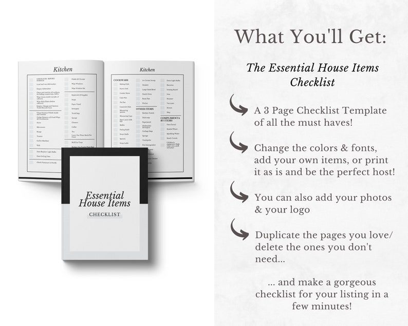 Airbnb Essential House Items Checklist Template Made in Canva | Airbnb ...