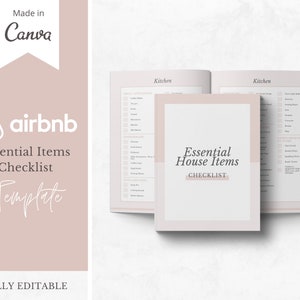Airbnb Essential House Items Checklist Template Made in Canva | Etsy