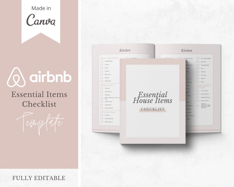 Airbnb Essential House Items Checklist Template Made in Canva | Etsy