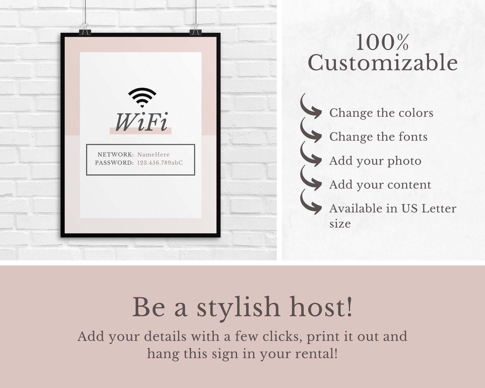 Airbnb Guest Wifi Instructions Sign Template Made in Canva - Etsy