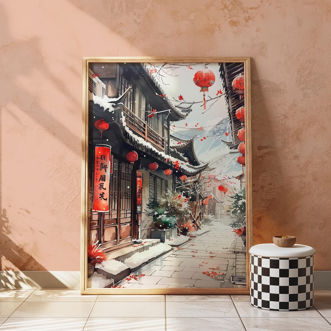 Japanese Temple Scene Poster – Japandi Travel Wall Art (digital ...