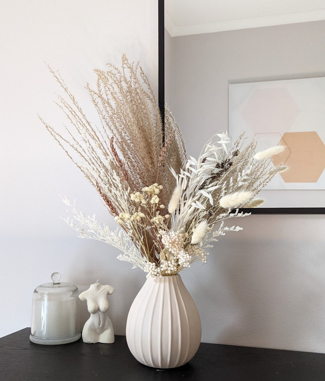 Rustic Dried Flower Arrangement With Neautral Tones, Dried Florals ...
