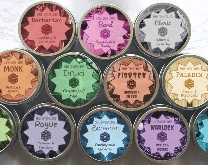 Dnd Class Candle Set // 4 Ounce Candle Dungeons & Dragons Soy Candle ...