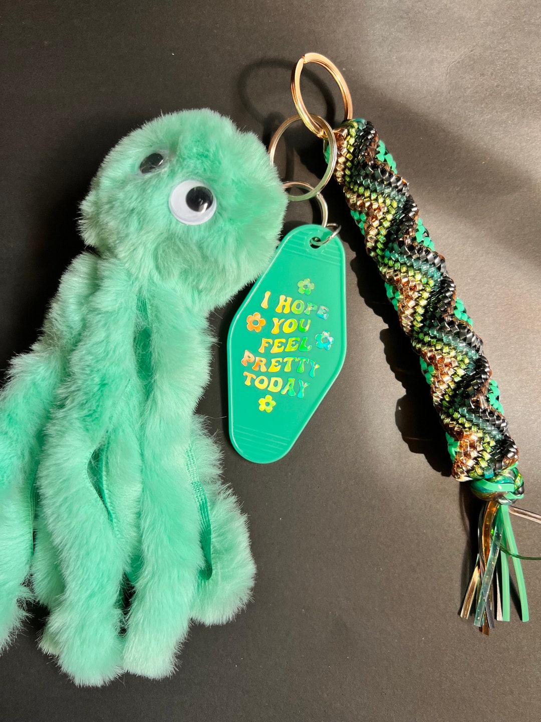 Boondoggle Keychain Positive Attitude Plush Charm - Etsy