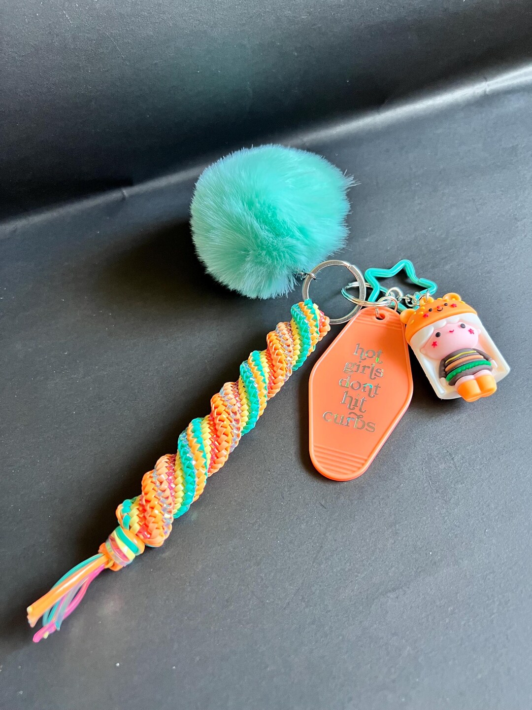 Boondoggle "gimp" Keychain With Charms - Etsy