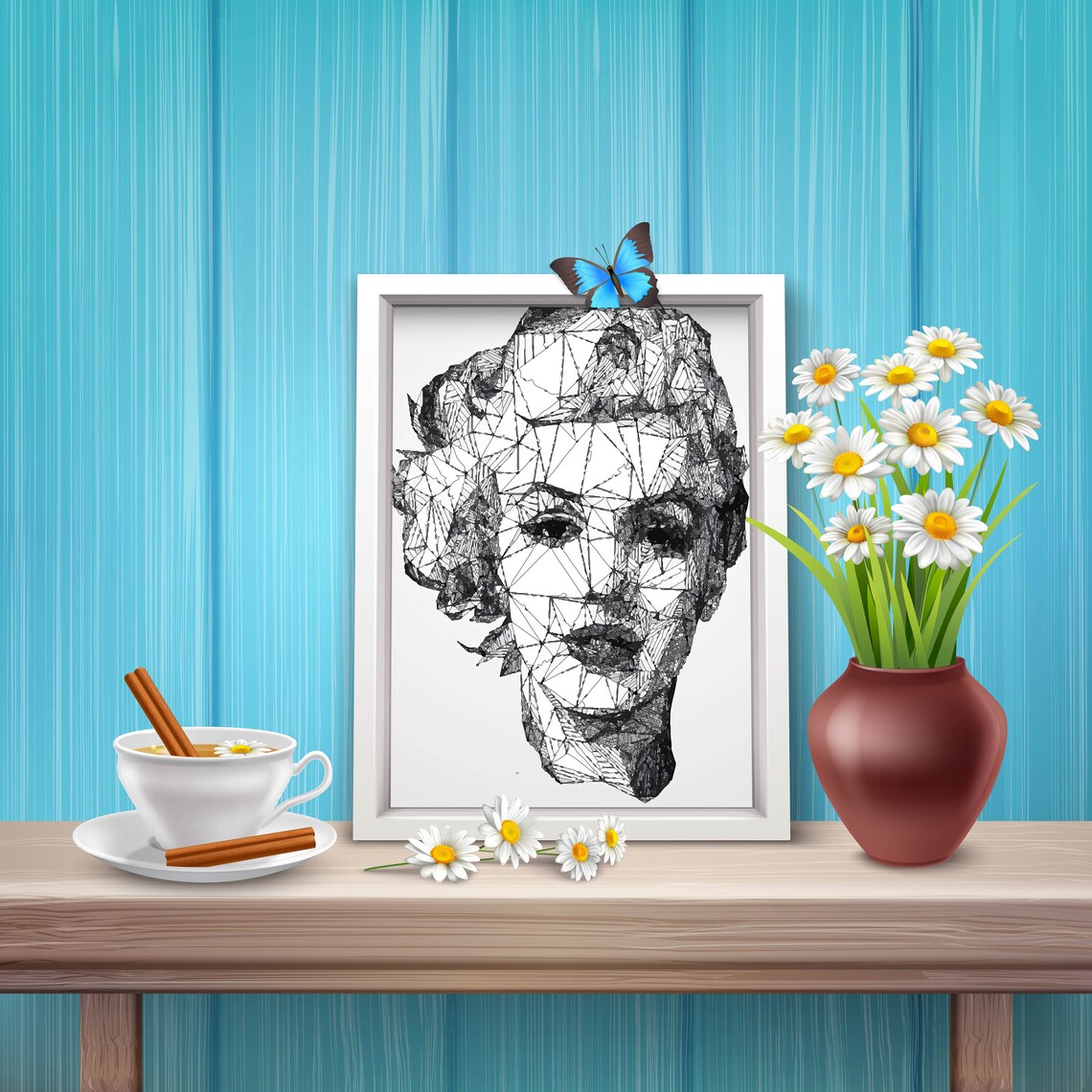 Geometric Girl Face SVG, Girl Head , Female Head, Digital Download ...